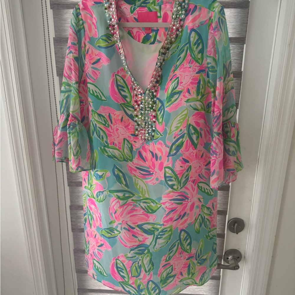 Lilly Pulitzer Elenora Totally Blossom Silk Dress - Gem